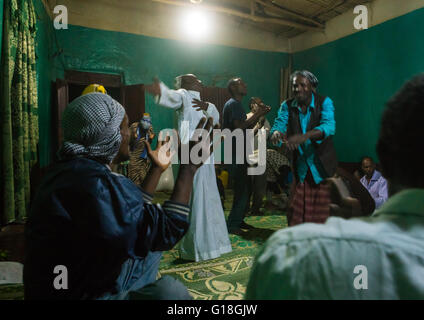 Sufi people go into a trance during a ceremony, Harari region, Harar ...