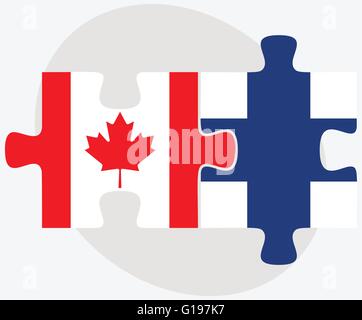 Canada and Finland Flags in puzzle isolated on white background Stock ...