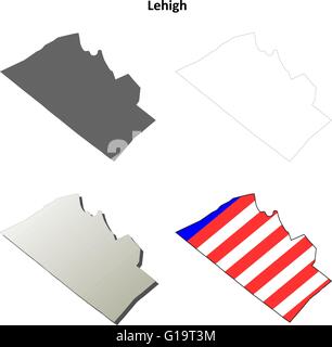 Lehigh County (Pennsylvania) outline map set Stock Vector Image & Art ...