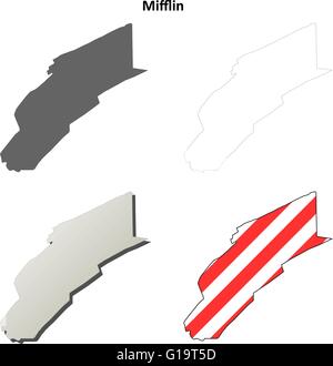 Mifflin County (Pennsylvania) outline map set Stock Vector Image & Art ...