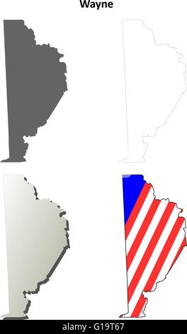 Wayne County (Pennsylvania) outline map set Stock Vector Image & Art ...