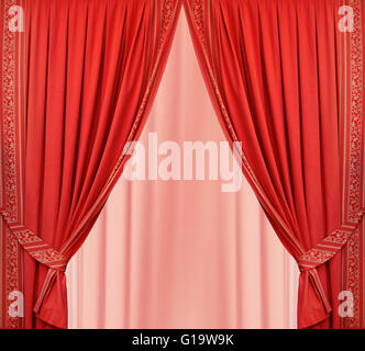 Velvet red draped curtain cloth full frame Stock Photo - Alamy