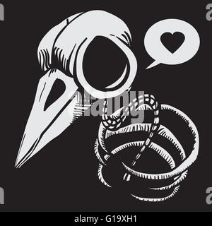 cartoon spooky skull with speech bubble sticker Stock Vector Image ...