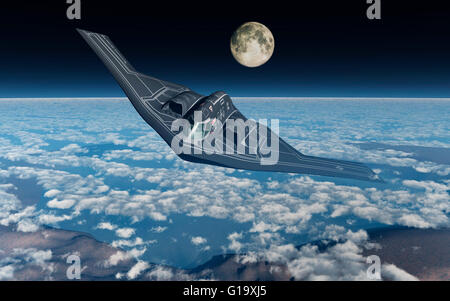 A Northrop Grumman B-2 Spirit Stealth Bomber , Flying Away From A ...