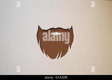 Hipster beard cut out from gray textured paper with copy space Stock ...