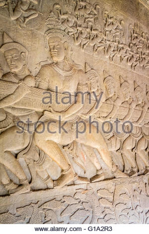 Bas relief Churning of the Sea of Milk, Angkor Wat Stock Photo: 2308927 ...