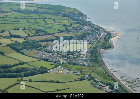 An aerial view of Ferryside, a village in Carmarthenshire, Wales Stock ...