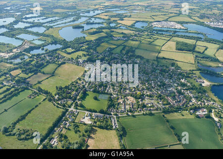 An aerial view of the Oxfordshire village of Ashton Keynes and ...