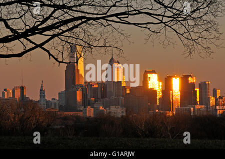 Philadelphia Skyline from Belmont Plateau in Fairmount Park on a ...