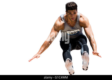 Front view of sportsman is jumping Stock Photo - Alamy