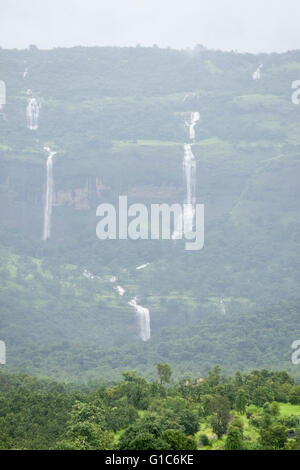 Waterfall during monsoon in Sahyadri range in Maharashtra near Lonavala ...