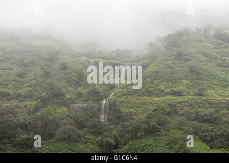 Waterfall during monsoon in Sahyadri range in Maharashtra near Lonavala ...