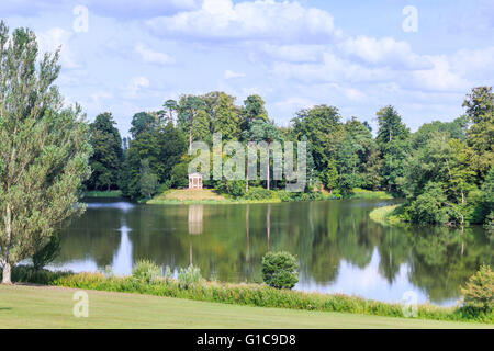The Doric Temple folly and lake in Bowood House grounds landscaped by ...