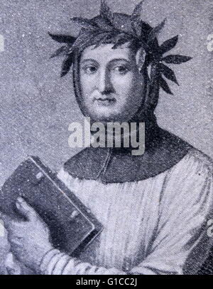 Portrait of Francesco Petrarca (1304-1374) an Italian scholar and poet ...
