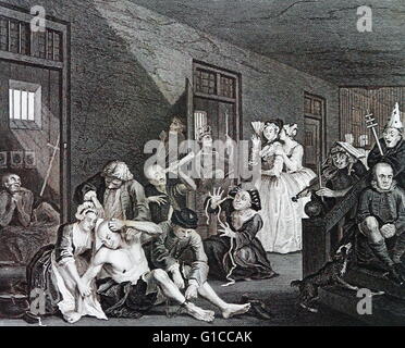 Bedlam mental asylum from the 'Rake's Progress' series of paintings by ...