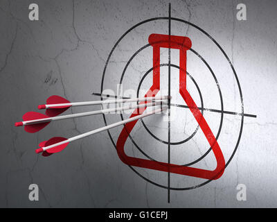 Science concept: arrows in Flask target on wall background Stock Photo ...