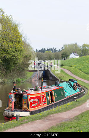 Traditional narrowboat on the Worcester and Birmingham Canal near ...