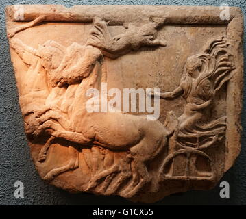 Marble votive relief dedicated to goddess Artemis Bendis. Made in ...