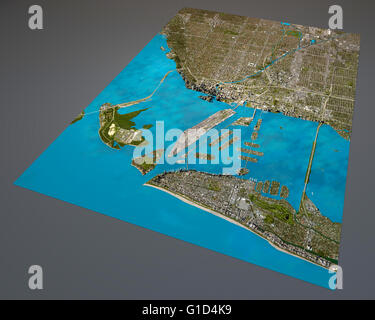 Miami map, satellite view, aerial view, Florida, United States of ...
