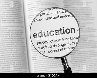 Education Dictionary Definition single word with soft focus Stock Photo ...
