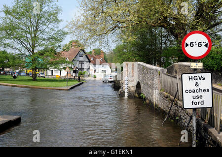 A Ford at Eynsford in Kent. A Kent village with an historic bridge over ...