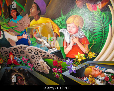 DENVER, USA, JULY 26, 2008: Children of the World Dream of Peace mural ...