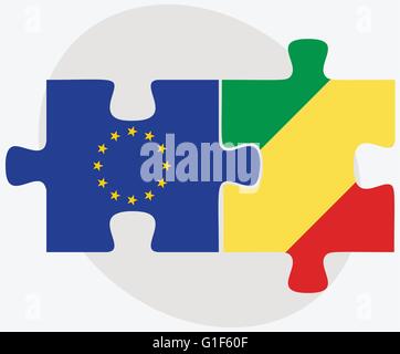 European Union and Congo Brazzaville flags for official meeting against ...