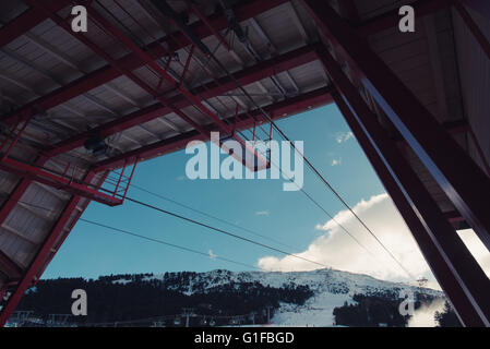 Cable way station and snowy landscape Stock Photo - Alamy