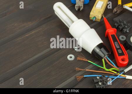 Clutter on the workbench. Tools, electronics repairman. Repair of ...