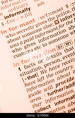 Vocabulary word information Stock Photo - Alamy