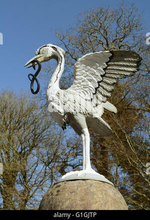 Heron and Eel, Arlington Court, Devon, England, UK Stock Photo - Alamy