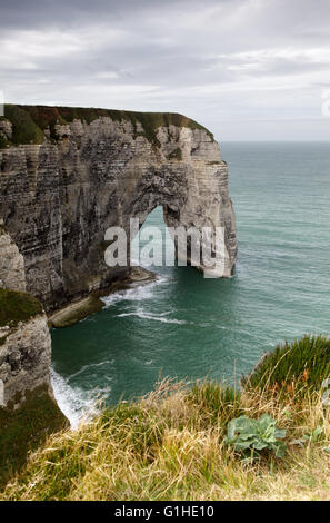 The Manneporte Cliff arch at the coast near Etretat in Normandy, France ...