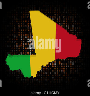 Mali map flag on hex code illustration Stock Photo - Alamy