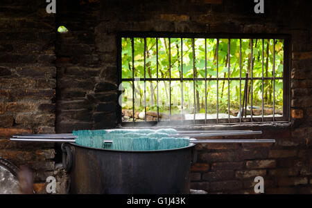 Natural wool dyeing in a carpet factory, Nepal Stock Photo - Alamy