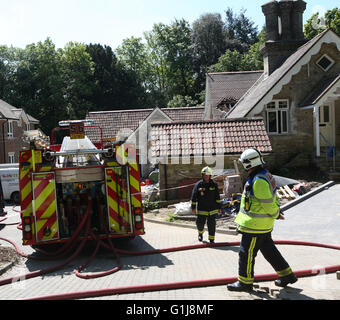Netley Abbey, Southampton, UK. 16th May, 2016. A number of fire crews ...