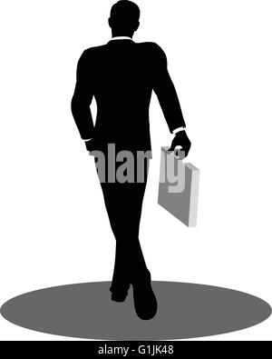 Professional Businessman Walking with Briefcase Silhouette Vector ...