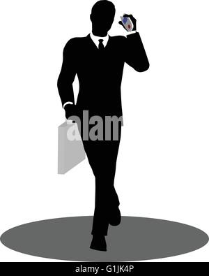 Professional Businessman Walking with Briefcase Silhouette Vector ...