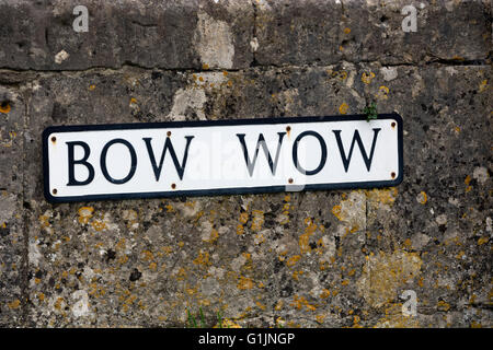 Bow Wow street sign, South Cerney village, Gloucestershire, England, UK ...