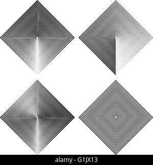 Converging - Radiating Squares. Contour lines of group of squares Stock ...