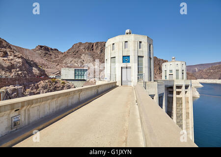 Wide angle picture of the Hoover Dam water intake towers, USA Stock ...