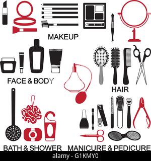 Set of female icons for beauty salon, hand with planet, moon, flower ...