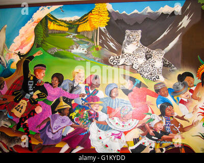 DENVER, USA, JULY 26, 2008: Children of the World Dream of Peace mural ...