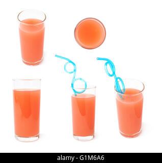 Tall glass filled with the fresh grapefruit juice isolated over the ...