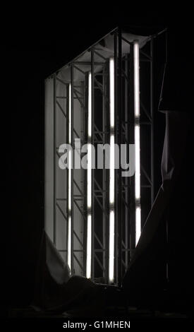 Illuminated panel ripped off showing the fluorescent tubes inside Stock ...