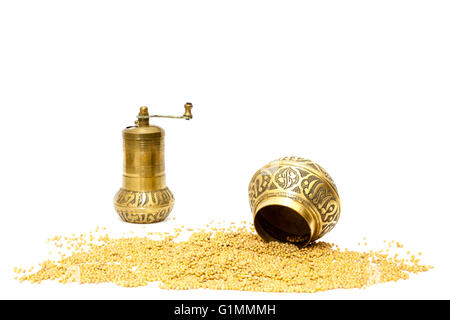 yellow mustard seeds in bowl isolated on white background Stock Photo ...