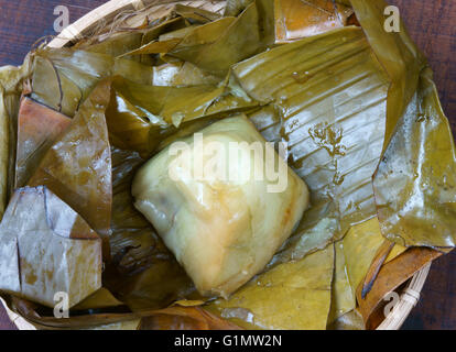 Vietnamese food, Banh Gio or pyramid shaped rice dough dumpling filled ...