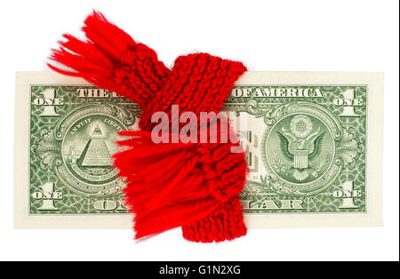 Dollar wrapped in a red scarf Stock Photo - Alamy