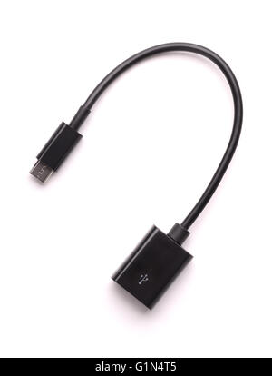 A top view of USB OTG cable isolated on white background Stock Photo ...
