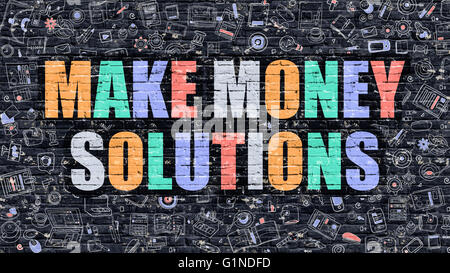 Multicolor Concept - Make Money Solutions on Dark Brick Wall with ...