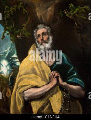 El Greco, Saint Peter in Tears, painting, c. 1587 Stock Photo - Alamy